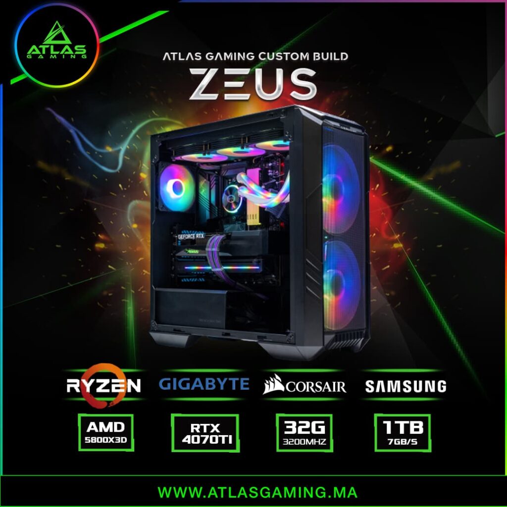 Station de travail ZEUS - ATLAS GAMING - PC Gamer Atlas Gaming Maroc