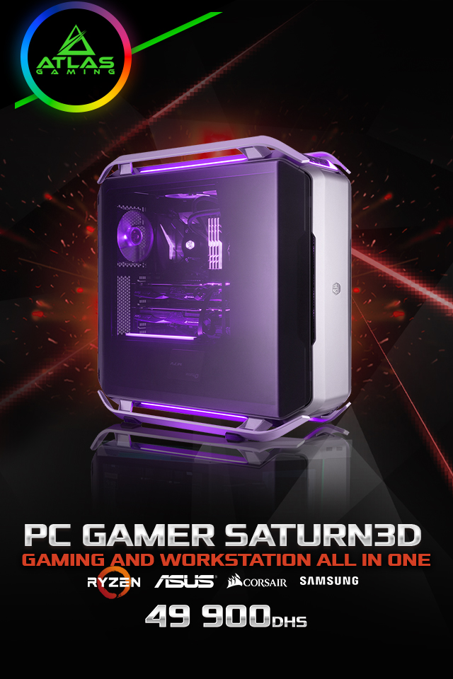 Pc Gamer SATURN 3D - ATLAS GAMING - N°1 PC Gamer Atlas Gaming Maroc